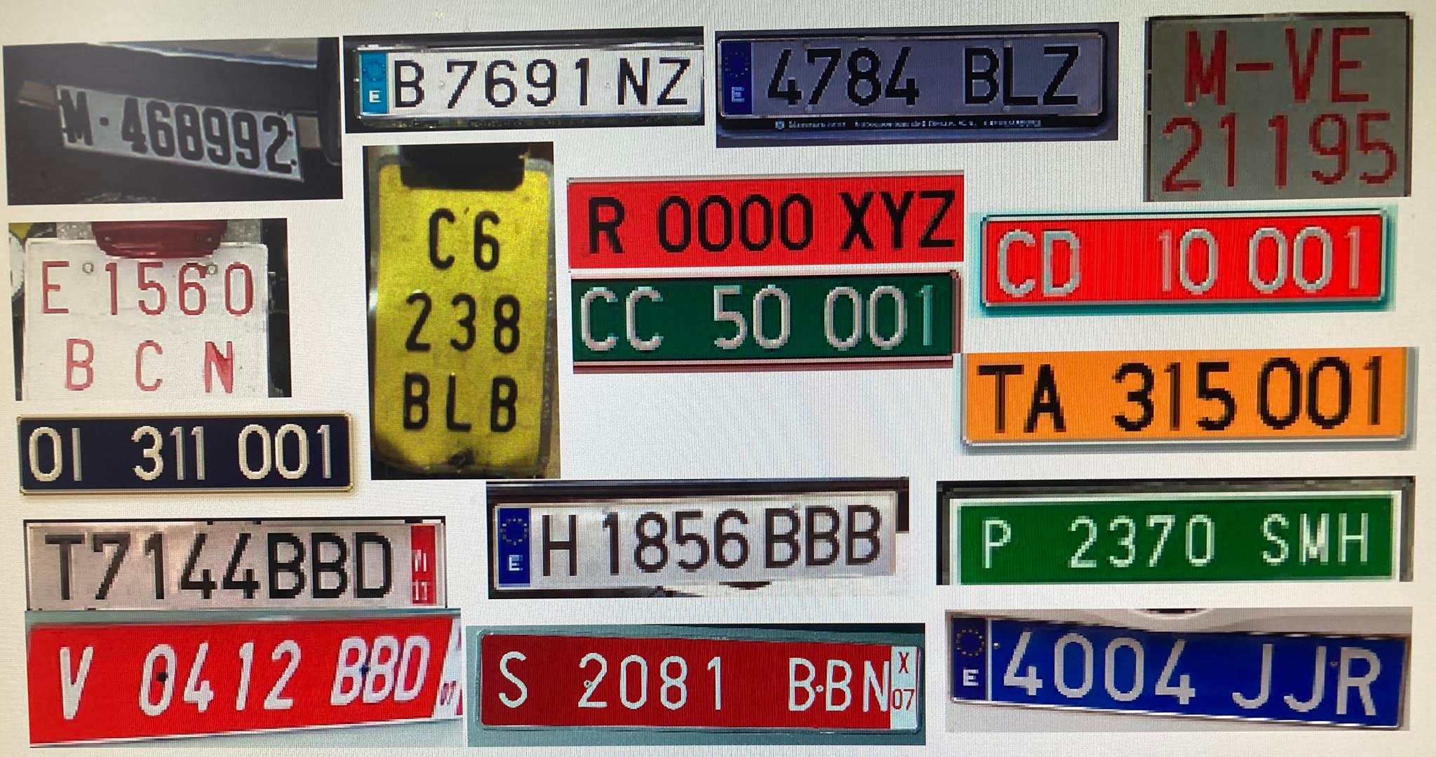 En España existen 17 tipos de matrículas con cinco colores de fondo ...